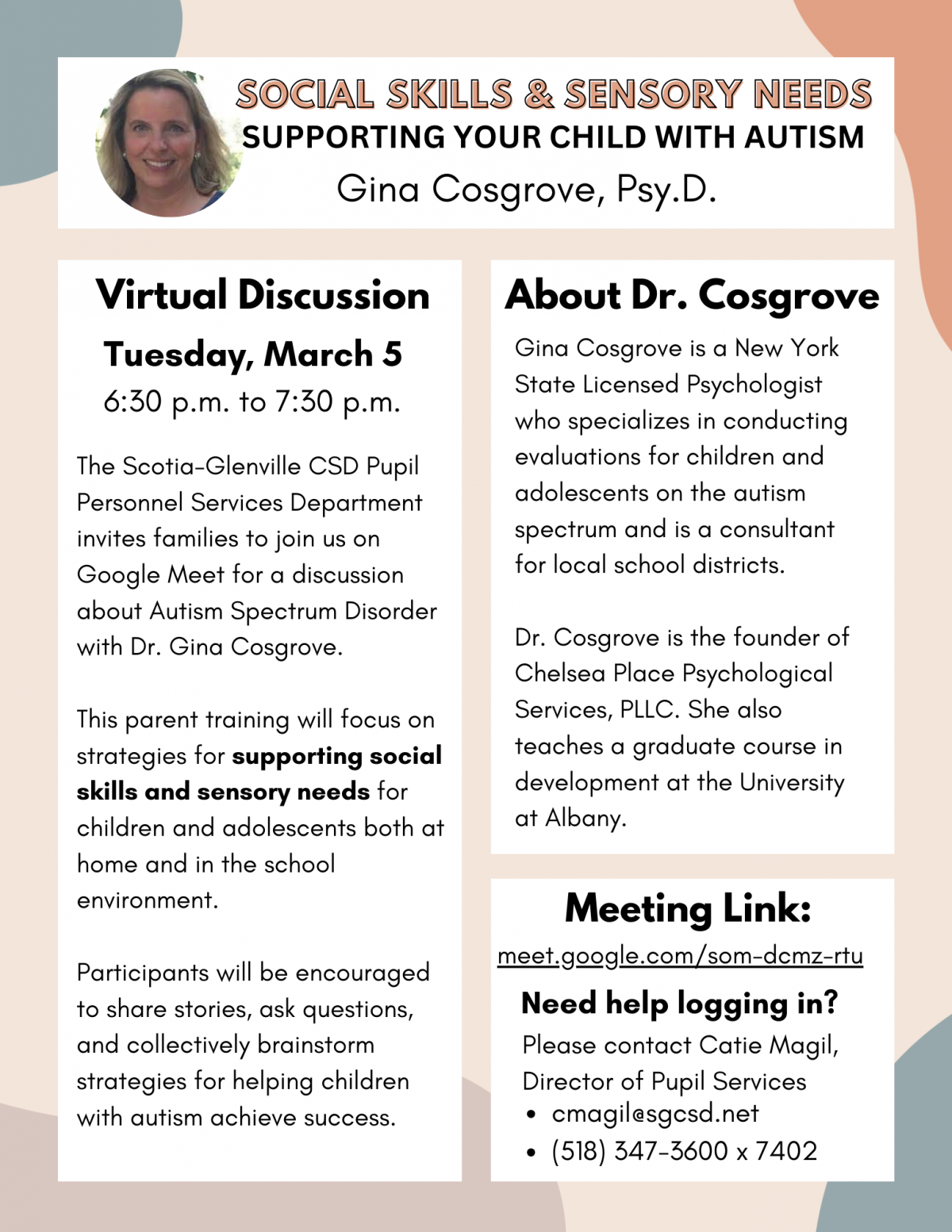 Tuesday, March 5: support for parents of children with autism - Scotia ...