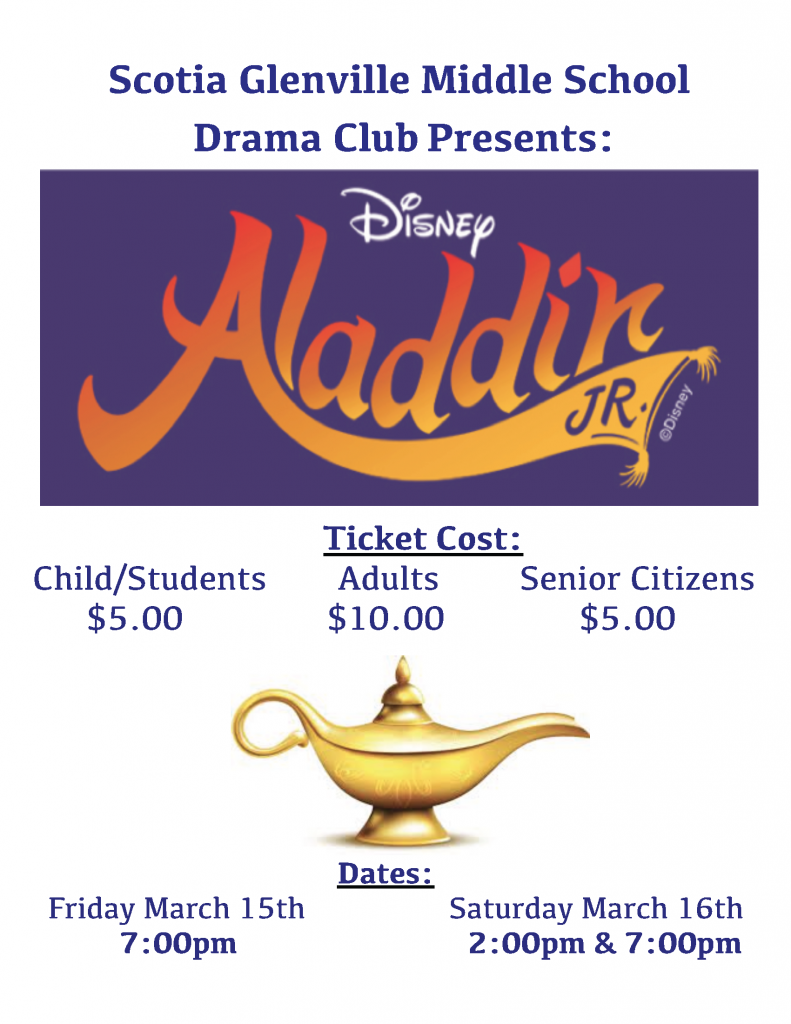 FRIDAY AND SATURDAY: Middle School Drama Club Production of Aladdin Jr ...